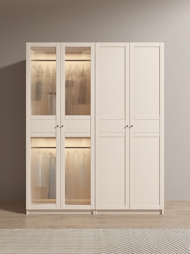 [Pre-order] Cream Wardrobe with Glass Door in Light Luxury French Style ...