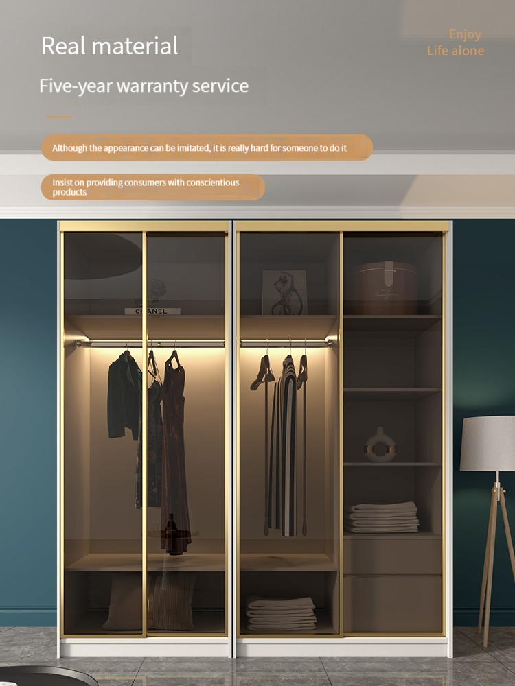Nordic sliding door wardrobe with modern minimalist design for bedroom ...