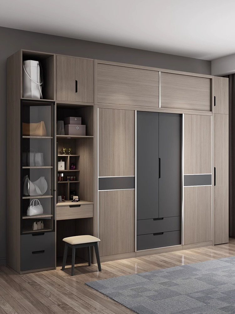 Sliding door wardrobe modern simple multifunctional combination storage ...