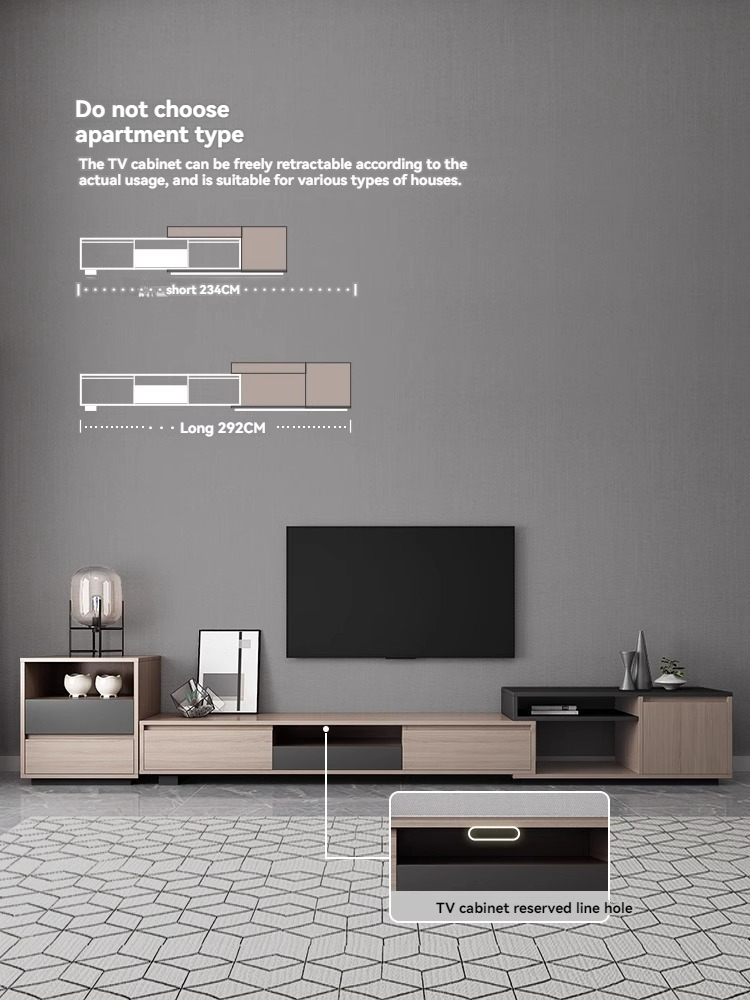 Nordic wind retractable TV cabinet combination simple modern assembly ...