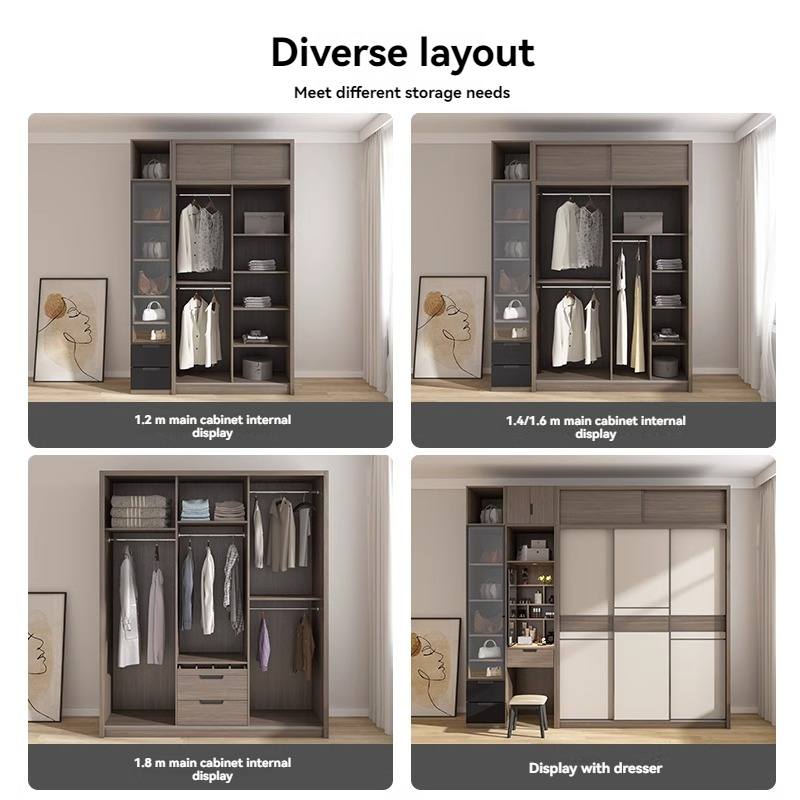 Pre order 】 Wooden Moon sliding door wardrobe, bedroom, small unit ...