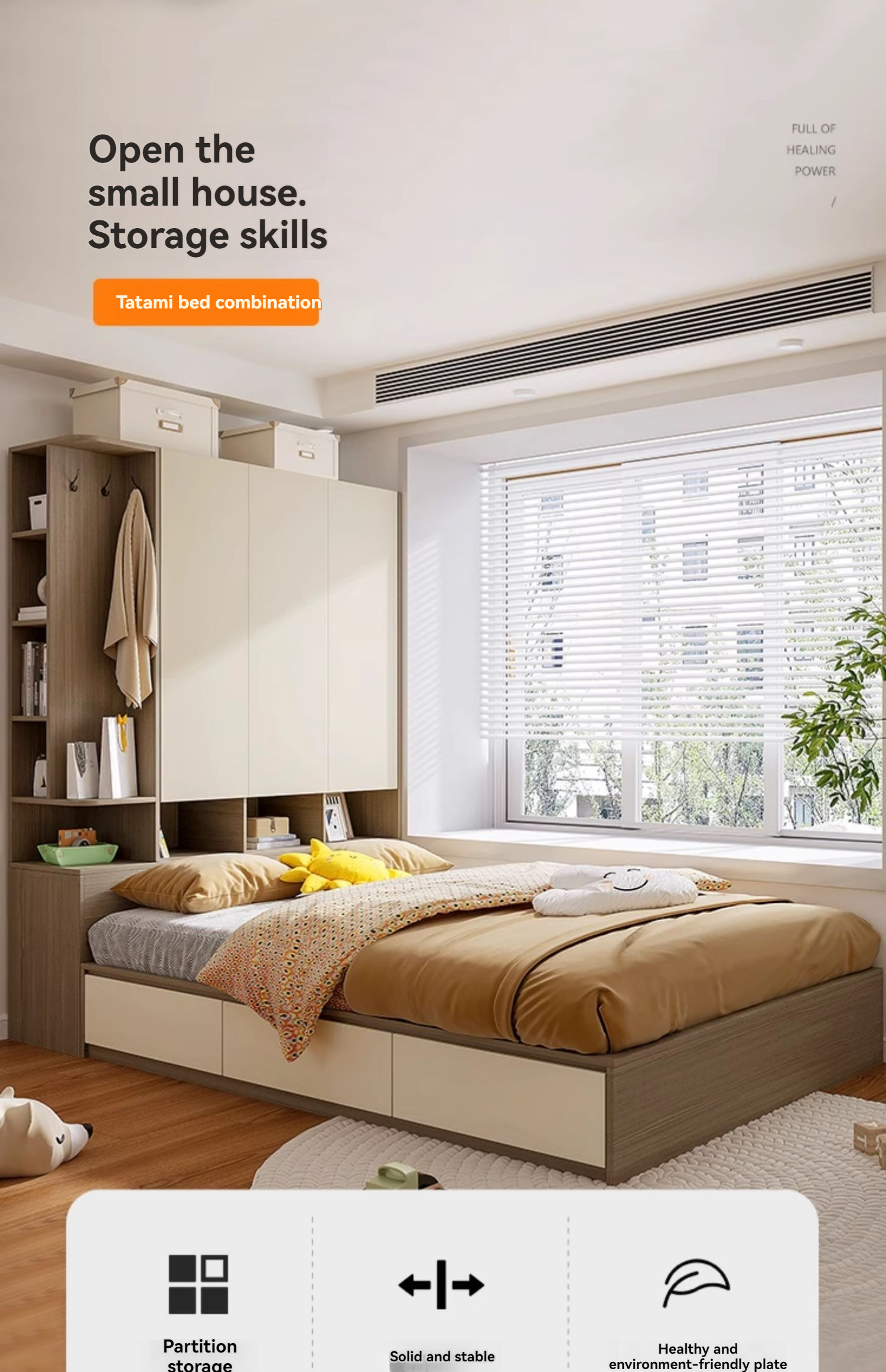[Pre-order] Children’s Tatami Storage Bed Frame (1.2/1.5m) – with Semi ...