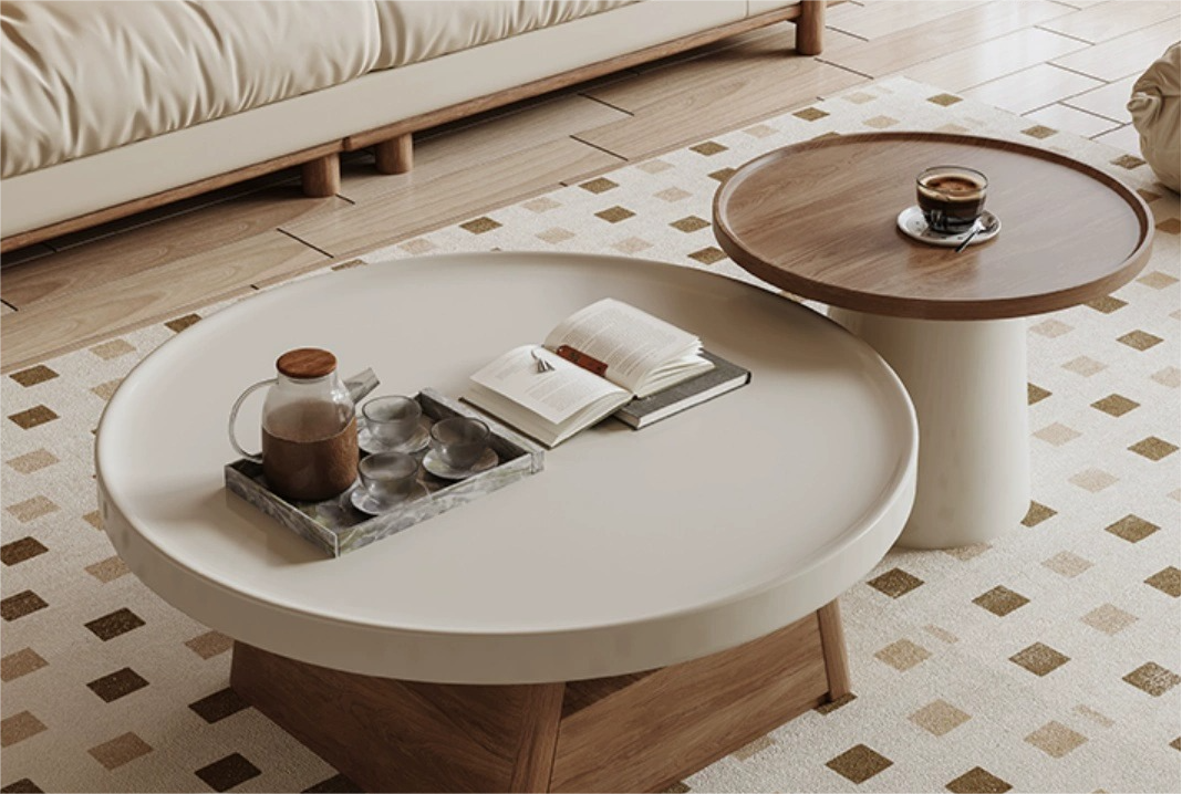 Tea table living room household small apartment simple size round tea ...